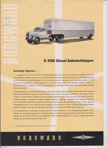 Prospekt Borgward LKw Diesel Sattelschlepper - Histoquariat