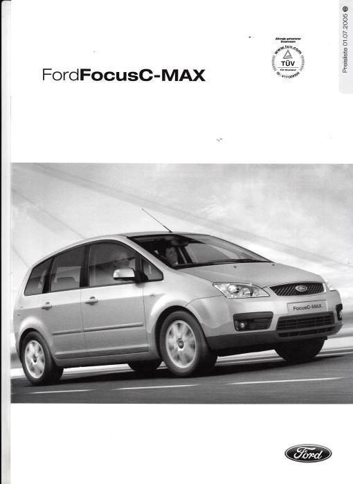 Preisliste Ford Focus C-Max 1. Juli 2005 bestellen - Histoquariat